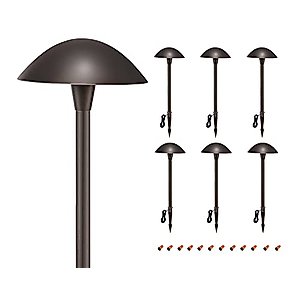 CLOUDY BAY 3000K/4000K/5000K Selectable LED Landscape Pathway Light,5W 12V~15V AC/DC Low Voltage Path Lighting,Waterproof,6 Pack