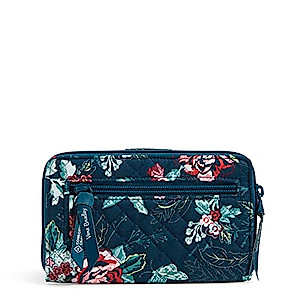 Vera Bradley Women's Cotton Turnlock Wallet With RFID Protection, Rose Toile - Recycled Cotton, One Size