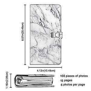 Fintie Wallet Photo Album for Fujifilm Instax 3-Inch Film,108 Pockets Album for Fujifilm Instax Mini 11/Mini 40/Mini EVO/LiPlay/Mini Link Printer, HP Sprocket, Polaroid Camera, Marble White