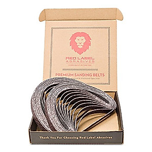 Red Label Abrasives 1/2 X 18 Inch 60 Grit Aluminum Oxide Air File Sanding Belts, 20 Pack