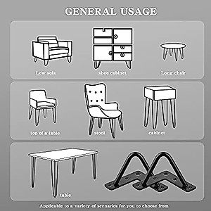 LCSDLHLSY Hairpin Legs 4 Inch, Metal Furniture Legs with Floor ProtectorsSet of 4 - Home DIY Projects for Cabinets, Coffee Table Legs, Wardrobes, TV Cabinets, Drawers, Bedside Tables, Sofas, etc，
