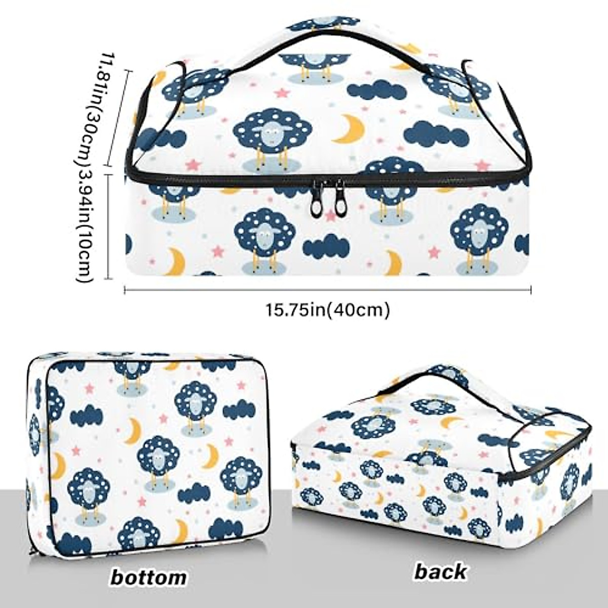 Kcldeci Insulated Thermal Food Carrier Insulated Casserole Carrier for Hot or Cold Food,Geometric Cover Insulated Tote Bag for Potluck Cookouts Parties Picnic,Lasagna Lugger