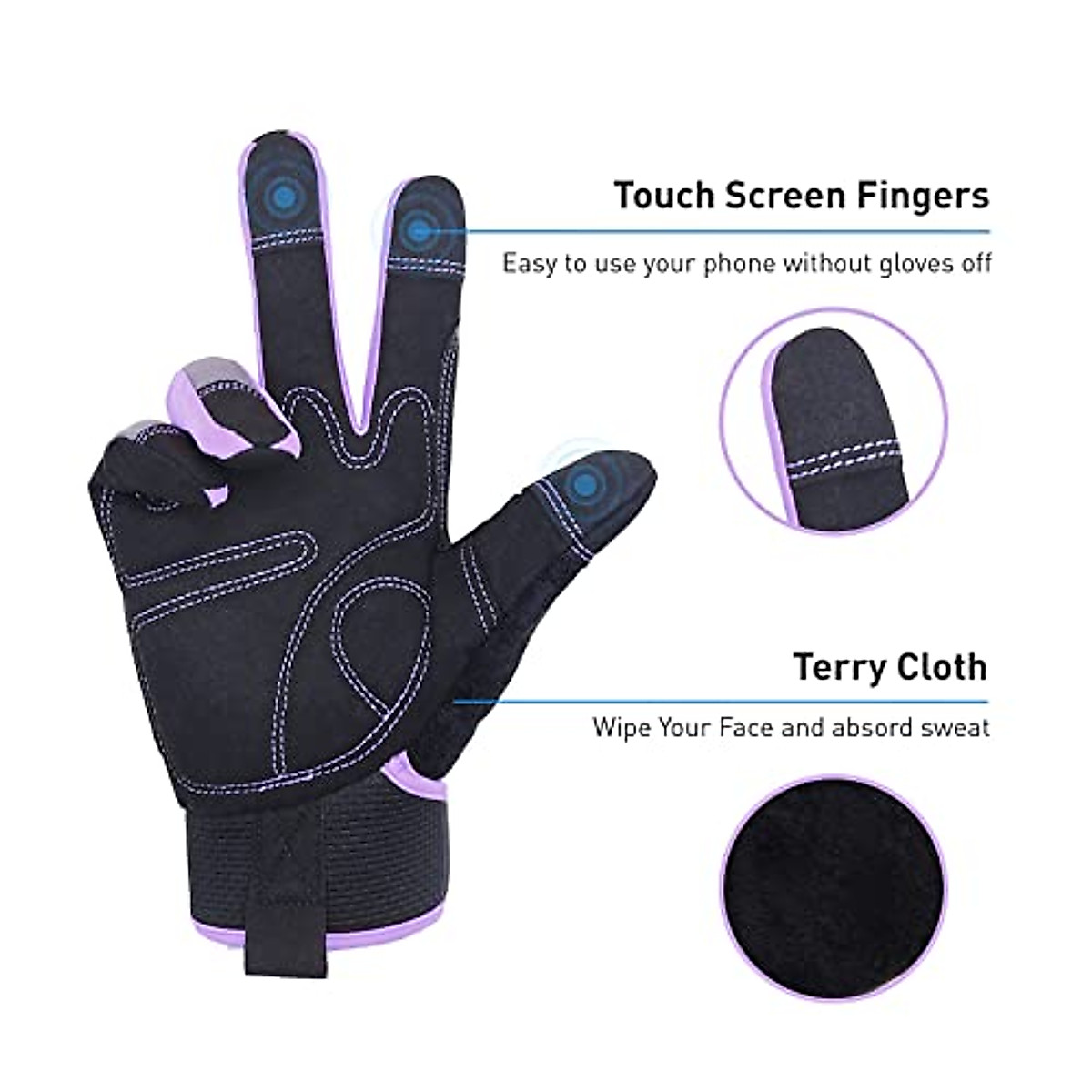FACELANDY Utility Safety Work Gloves Women, UltraLight Mechanic Driver Gardening Gloves with Touchscreen (S, Violet)
