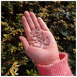 RareLove Bling CZ Crystal Interlocking Three Heart Hollow Dangle Stud Piercing Earrings For Women Silver Plated Alloy Valentines Gift For Her