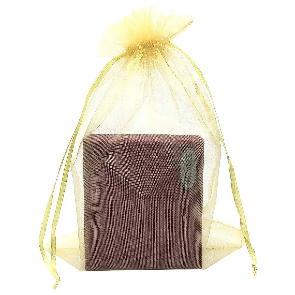 50pcs 4x6 inch Gifts Wrap Bags Gold, Organza Sheer Fabric Bulk, Drawstring Reusable Recycled Pouch for Baby Shower Favor, Craft Business, Beach, Standard Size Elegant Business Card, Cute Little Toy