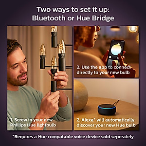 Philips Hue White Ambiance Filament E12 Candle Bulb Full Range of White Light, Compatible with Alexa, Google Assistant, and Apple HomeKit, Black