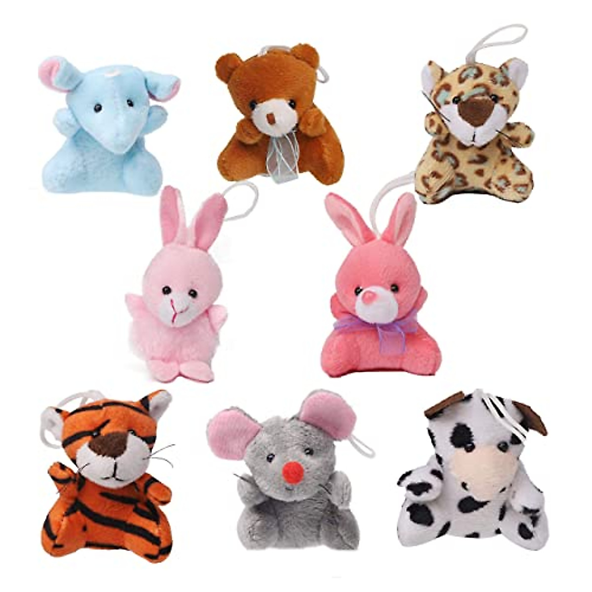 Juegoal 26 Pack Mini Animal Plush Toy Set, Cute Small Stuffed Animal Keychain Set, Goodie Bag Fillers, Carnival Prizes for Kids, Assortment Kids Valentine Gift Easter Egg Filter Party Favors