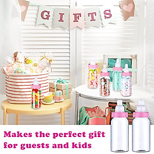 60 Pcs 4 Inch Baby Mini Milk Bottle Baby Shower Favor Fillable Feeding Bottle Candy Box Small Plastic Candy Bottle DIY Gift for Boy Girl Newborn Baptism Party Decor (Pink)