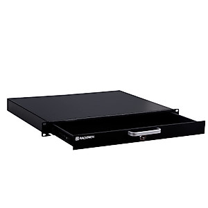 RackPath 1U Rack Mount Drawer for 19 Inch AV/Network/DJ Equipment Racks or Cabinets with Lock and Key