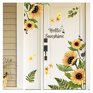 Sunflower Wall Stickers, 3D Yellow Flower Wall Decals, Easy Peel and Stick Wallpaper, DIY Removable Wall Art Mural for Bathroom, Bedroom, Nursery, TV Shower Door Home Decor