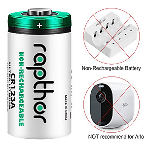 rapthor CR123A 3V Lithium Batteries CR17345 16 Pack 1650mAh High Power 123A 10 Year Shelf Life Non-Rechargeable CR123 Photo Battery 123 for Flashlight Toys Alarm System Microphones (Not for Arlo)