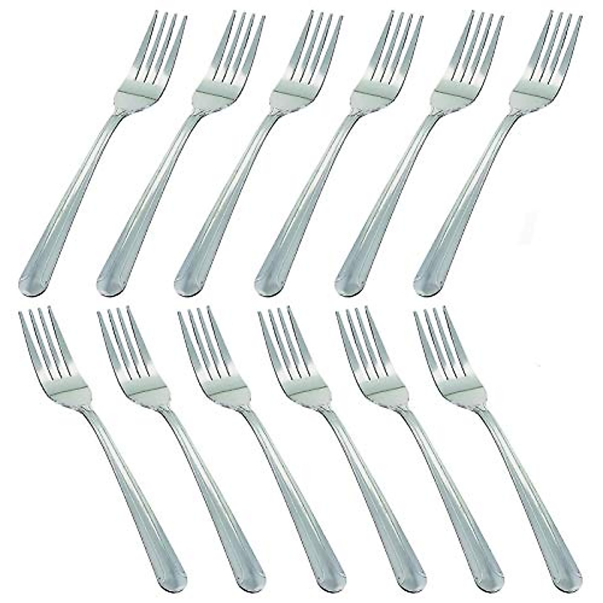 MJIYA 12 PCS Dinner Forks Silverware Set, Dominion Heavy Duty Forks, Stainless Steel Salad Forks Multipurpose Use for Home, Kitchen or Restaurant (L (12PCS))