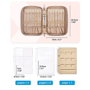 BAGSMART Jewelry Travel Organizer Case with Travel Makeup Bag, Transparent Jewelry Storage Book Ring Binder Jewelry Bags Clear Booklet Zipper Pouch Cosmetic Bag Make Up Organizer Case