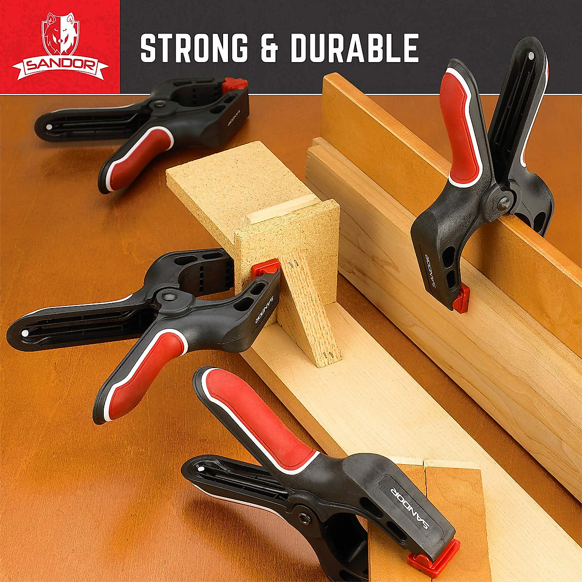 7-Inch Spring Clamps - (Set of 4) Premium Heavy Duty Nylon Clamp with Durable Easy Grip Handles for Workholding Hand Tools, DIY, Woodworking, Gluing, Clamping and Securing