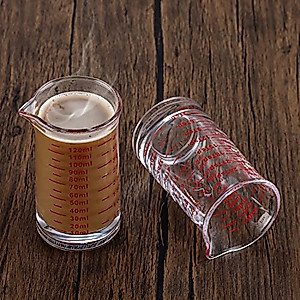 Ackers Shot Glass Measuring Cup 4 Ounce/120ML Liquid Heavy High Espresso Glass Cup Red Line，V-Shaped Spout