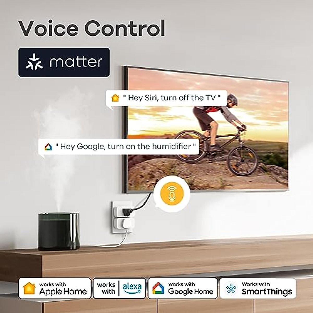 Linkind Matter Smart Plug, Work with Apple Home, Siri, Alexa, Google Home, SmartThings, Smart Outlet 15A/1800W Max, Smart Home Automation with Remote Control,Timer&Schedule, 2.4G Wi-Fi Only, 2 Pack