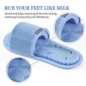 TATBOOMU Shower Foot Scrubber,Soft Silicone Bristles with Non-Slip Suction Cups - Cleans,Smooths,Exfoliates & Massages Your Feet Without Bending,Improve Circulation & Soothes Tired Feet (1PCS Blue)