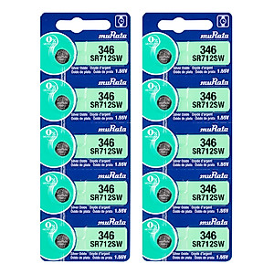 Murata 346 Battery SR712SW 1.55V Silver Oxide Watch Button Cell (10 Batteries)