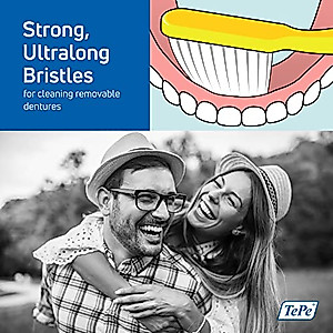 TEPE Denture Care Denture Brush, Adult Denture-Cleaner Toothbrush for Full or Partial Dentures
