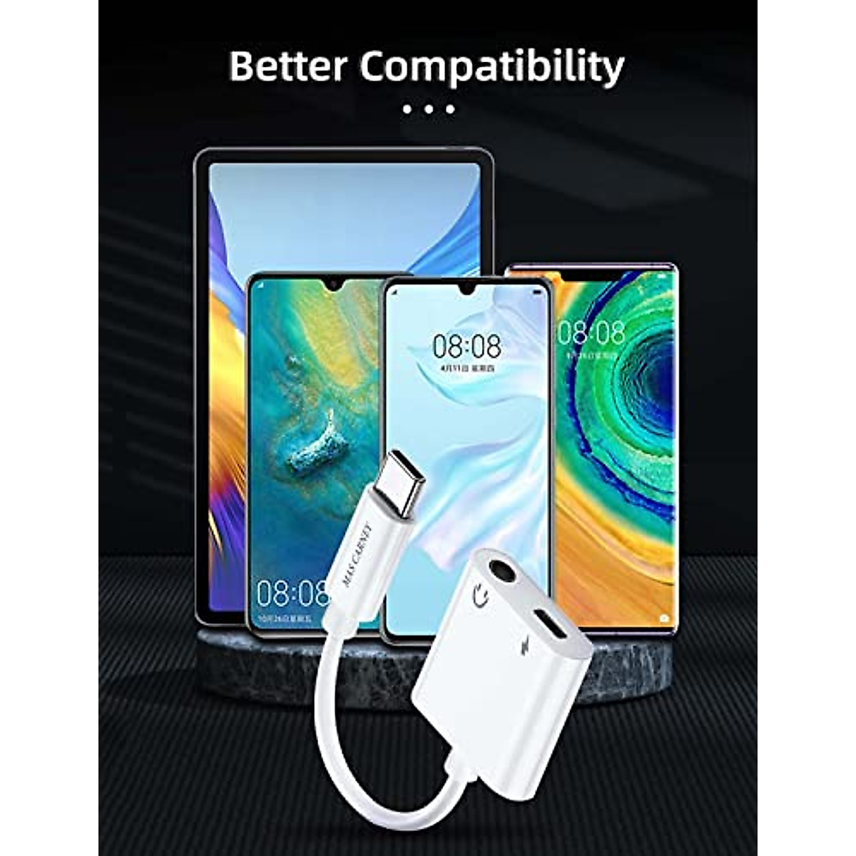 MAS CARNEY Headphone Adapter, USB Type C to 3.5mm Headphone and Charger Adapter Compatible with Pixel 5 4 3 XL, Galaxy S22 S21 S20 S20+ Note 20,Ipad Pro, MacBook