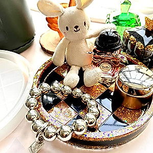 ZQYSING Rolling Tray Molds for Resin, Round Silicone Tray Molds with Sides Large Tray Molds for Epoxy Casting DIY Jewelry Storage Container Resin Serving Board Molds with Edge Decorative Tray