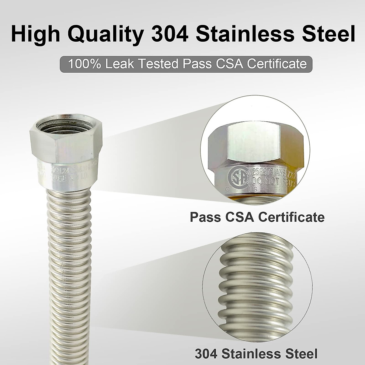 TT FLEX One Stop Gas Appliance Hook Up Kit, 22" Stainless Steel Flexible Gas Connector with 1/2" Brass Gas Shut off Valve and Fittings for Gas Log, Stove, Garage Heater, Dryer, Fireplace, 6-Piece