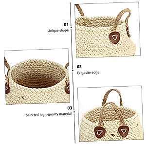 OFFSCH Woven Basket Woven Hamper Woven Storage Baskets Kids Basket Seagrass Belly Basket Seagrass Planter Woven Baskets Home Flower Basket Portable Basket Straw Flower Basket Beige Grass