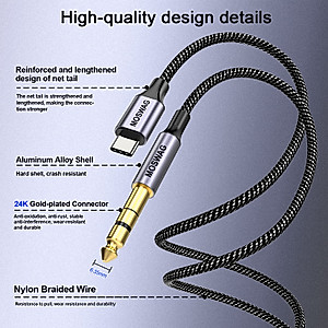 MOSWAG USB C to 6.35mm 1/4 inch TRS Cable 3.28FT/1Meter,Type C to 1/4 Audio Adapter Aux Jack Stereo Cable for Google Pixel 4XL,Galaxy Note 10+/S20+,Amplifier,Speaker,Headphone,Mixing Console