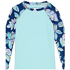 Kanu Surf Girls' Long Sleeve Rashguard UPF 50+ Two Piece Swim Set, Charlotte Navy, 12