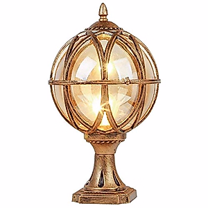 ZZYJYALG European Spherical Creative Column Headlight Outdoor Waterproof Sunscreen E27 Pillar Lamp Villa Courtyard Garden Column Lamp Home Patio Light Post Light