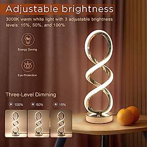 Adebime Modern Spiral RGB Table Lamp, Touch Dimmable Bedside Lamp, 7 Colors 10 Light Modes Spiral Design Table Lamp, Unique Nightstand Lamp for Living Room, Bedroom, Cool Lamps