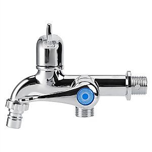 Fdit Water Tap Faucet Sink Basin Single Cooler Mixer Tap Double Spout Double Switch for Washing Machine Kitchen Sink Garden (Tail Handle)