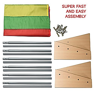 Sagler Toddler Book Shelf Organizer - Wooden Kids Book Case Storage & Magazine Rack with 5 Multicolored Nylon Fabric Shelves - Easy-to-Reach Kids Bookshelf for Nursery, Bedroom, Playroom, Classroom