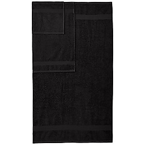 Amazon Basics 6-Piece Fade Resistant Bath, Hand and Washcloth Towel Set - Black
