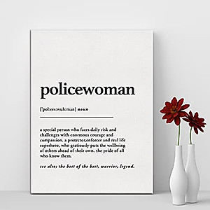 LEXSIVO Policewoman Definition Print Canvas Wall Art Home Decor Policewoman a Special Person Painting 12x15 Canvas Poster Framed Ready to Hang Police Officer Gifts