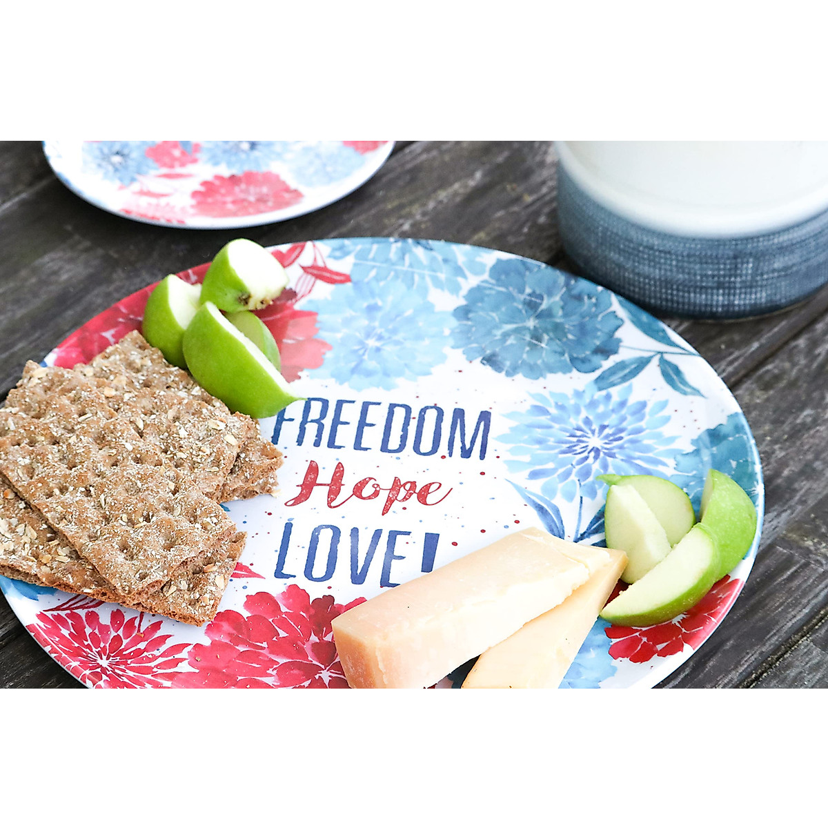 C&F Home Freedom Hope Love Round Platter 4Th Of July Patriotic Usa Independence Day Memorial Day Americana Liberty 14" x 14" x 0.59" Red