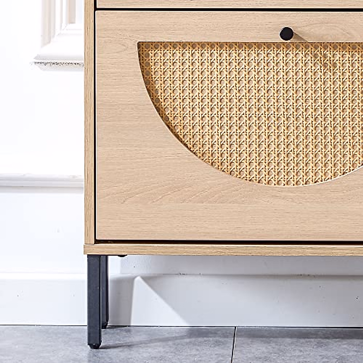 Shoe Storage Cabinet, Wekity Rattan Shoe Cabinet with 2 Flip Drawers, Narrow Free Standing Shoe Cabinet for Heels Slippers Boots, Wood Shoe Storage Organizer for Entryway Hallway 6X23X31 Inch (Nature)