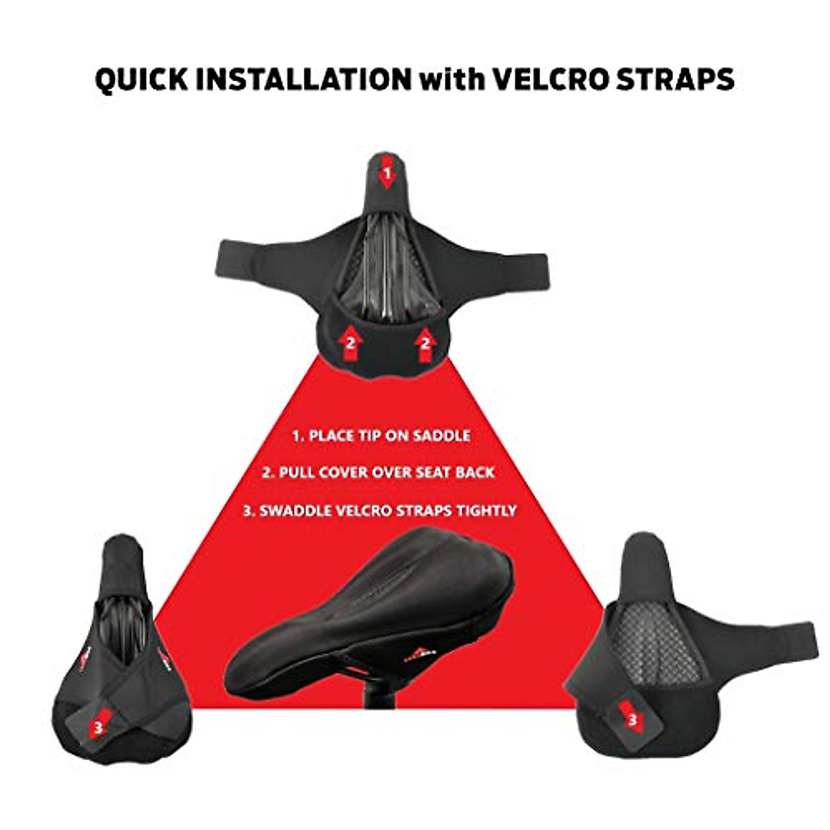 LuxoBike Gel Bike Seat Cover Padded Bicycle Seat Covers for Men – Comfort Soft Silicone Bicycle Seat Pad for Mountain Road Bike Outdoor Cycling – Stationary Cycle Spin Bike Seat Cushion Pads Spinning