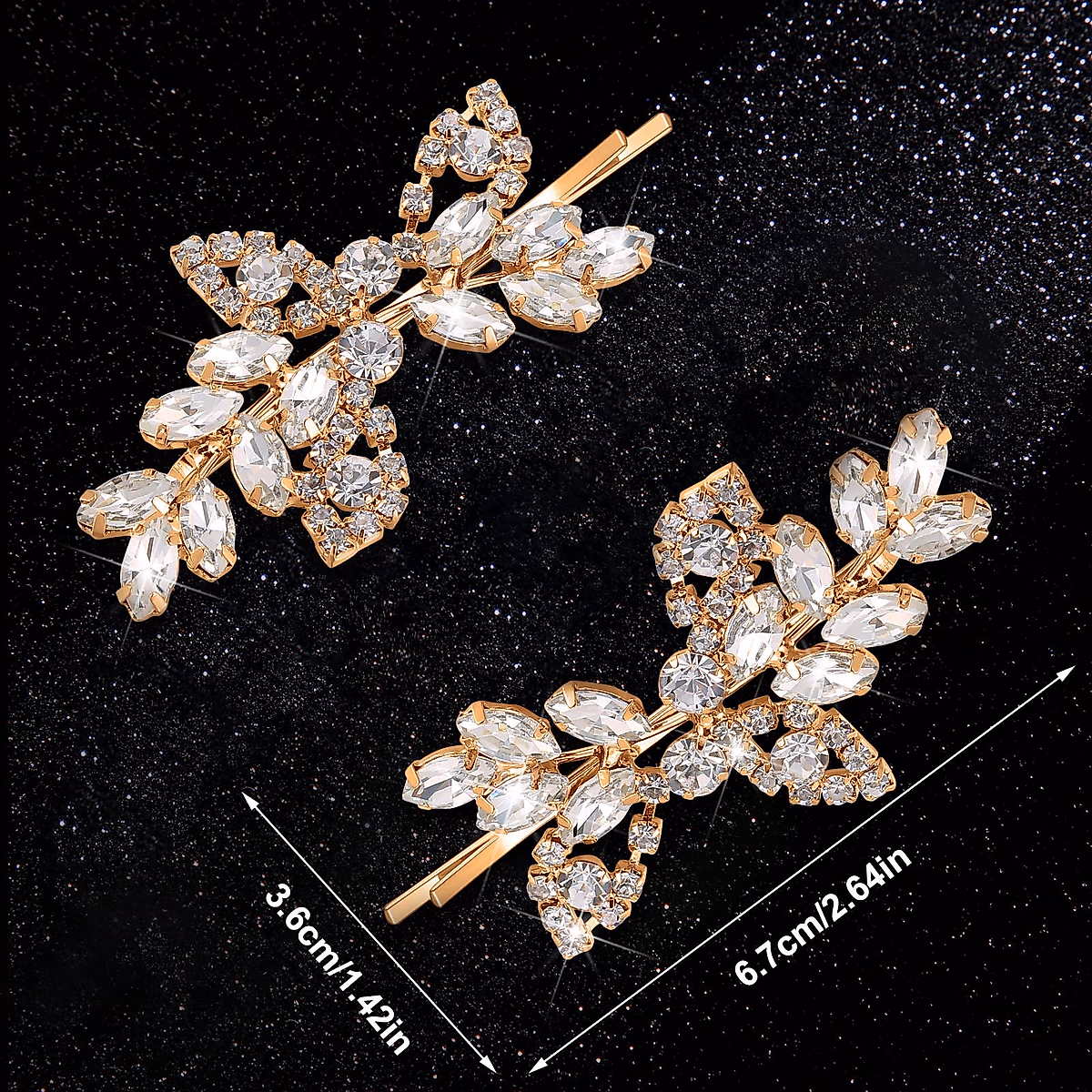 Waydress 4 Pcs Rhinestone Bridal Hair Clip Leaf Wedding Hairpin Bride Crystal Hair Barrette Accessories for Women(Gold, Rhinestone Style)