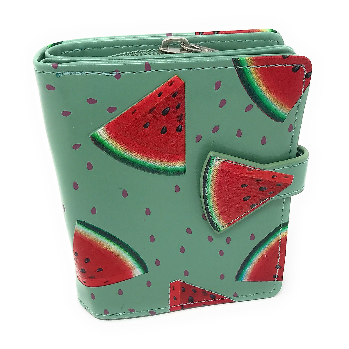 Shag Wear Small Watermelon Fruit Wallet for Women and Teen Girls Vegan Faux Leather 4.5" Green