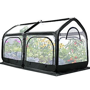 Quictent Greenhouse for Outdoors, Mini Quic-Setup Portable Flower Garden Plant Kit Outside, Heavy Duty Fiberglass Pop-up Frame and Durable Cover W/ Screen Window, 8.2x4.1x4.4 FT, Black