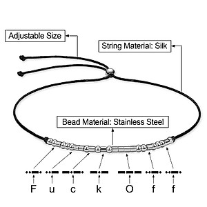 Ldurian Morse Code Bracelet for Women- Fuck Off Inspirational Morse Code Bracelets Ajustable string Bracelet Secret Message Friendship Gifts