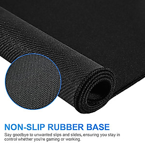 cimetech Gaming Mouse Pad XXL Comfortable Superfine Fiber Desktop Extended Large Mouse Pad Waterproof Keyboard Mat with Non-Slip Base, Smooth Surface for Computer and Desk (25.3✖12.4✖0.04inches)-Black