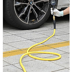 YOTOO Hybrid Lead-In Air Hose 1/4-Inch by 6-Feet 300 PSI Heavy Duty, Lightweight, Kink Resistant, All-Weather Flexibility with 1/4-Inch Industrial Air Fittings and Bend Restrictors, Yellow