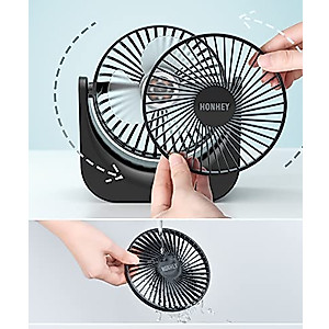 HonHey 6 Inch Desk Fan, Portable Fan with 4000mAh Battery Operated, 120°Rotatable Personal Mini Fan, 3 Speeds Small Fan Quiet, Powerful Air Circulator Fan for Bedroom Office Travel Dorm Room