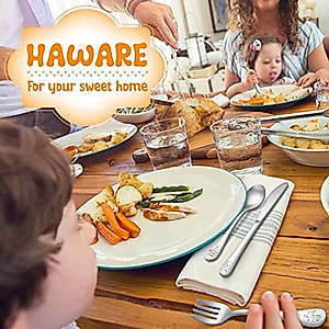 9-Piece Kids Silverware Flatware Set, HaWare Stainless Steel Toddler Preschooler Eating Utensils, Metal Cutlery for Self Feeding, Mini Flatware Set for Home Kitchen School, Healthy and Dishwasher Safe