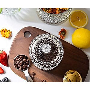 ericotry 1PCS 300m/10oz Crystal Glass Candy Dish with Crystal Lid Candy Box Sugar Bowl Tin Biscuit Barrel Decorative Candy Jar (Glazed)