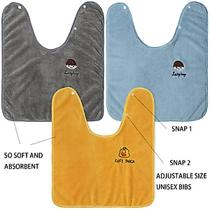 RAXIFU 3 Packed Baby Bibs for Girls or Boys, Toddler Bibs for 2-4 Years Kids eating, the Size 16 "x20 ” Waterproof Baby Feeding Bibs Gift Box Packaging (blue yellow grey)