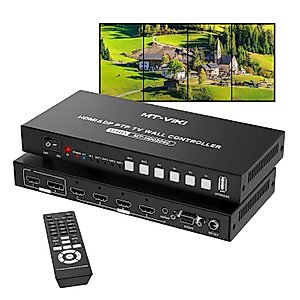 MT-VIKI 4K@60Hz HDMI+DP Video Wall Controller 2X2, Support 90°/ 180° /270° Rotate, Support Resolution UP to 4K@60Hz for 2X2 Mode, 8K@60Hz for 1X4 Mode (2 Input 4 Output)