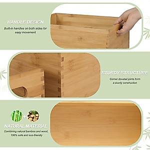 ANMINY Set of 4 Nesting Wooden Crates for Storage, Bamboo Wood Storage Containers Bins, Handmade Natural Large Wooden Storage Boxes Baskets with Handles for Organizing Shelf Closet Cabinet